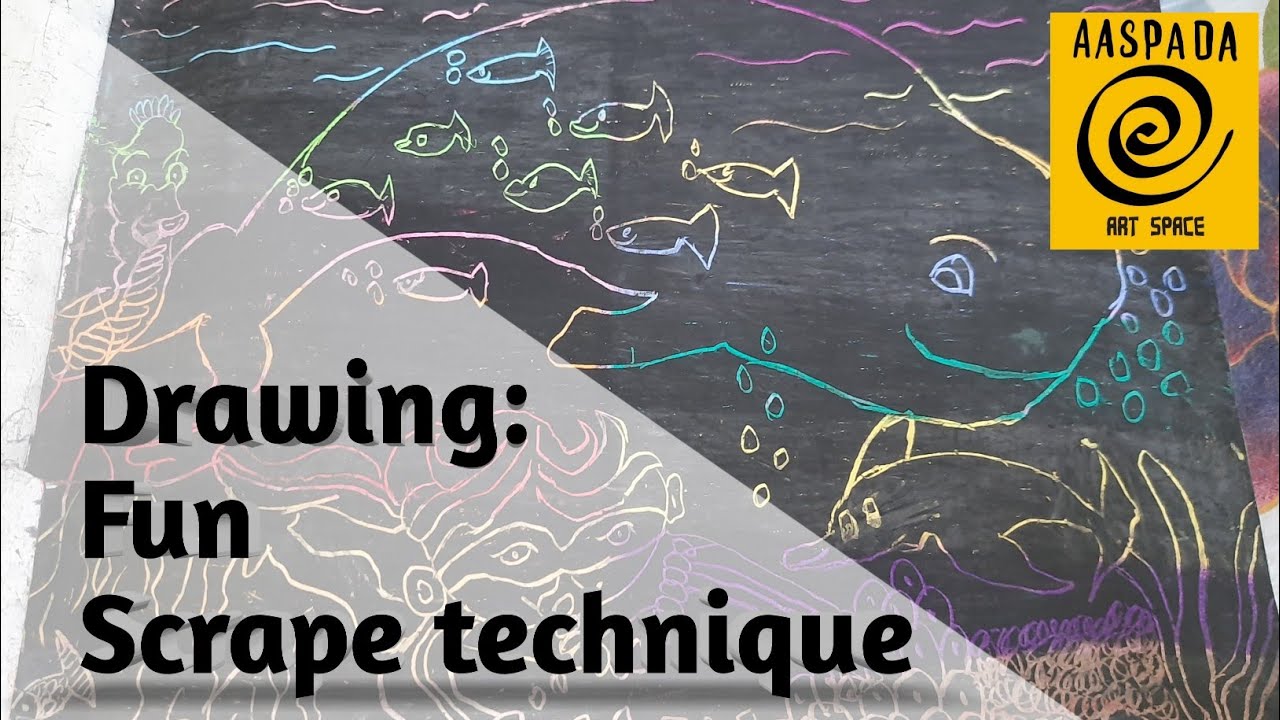 Drawing: 14th Step. Fun Scrape technique - YouTube