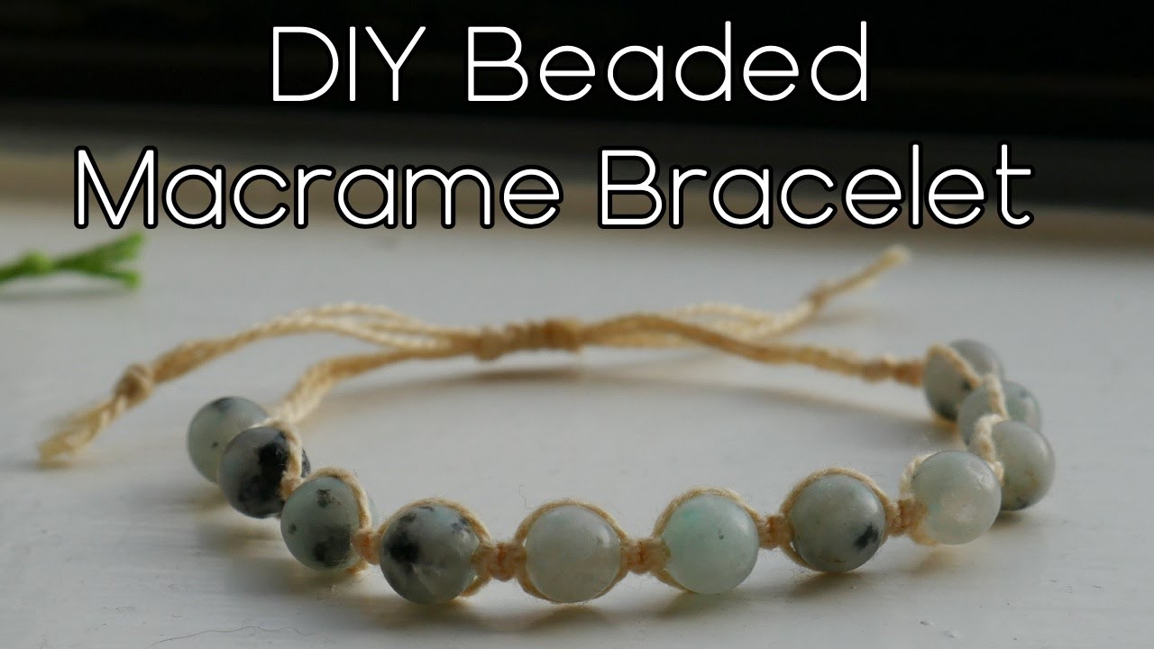 DIY Beaded Macrame Bracelet | How To Make Adjustable Friendship Bracelet tutorial | Kiwi Jasper ...