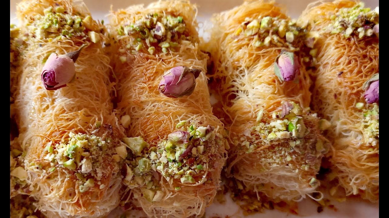 How to make Kunafa Rolls/Creamy Kunafa/Kunafeh stuffed with cream ...