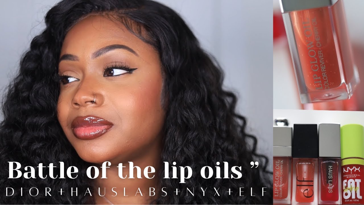BATTLE OF THE LIP OILS| *Dior, Haus Labs, NYX + Elf*| comparison ...
