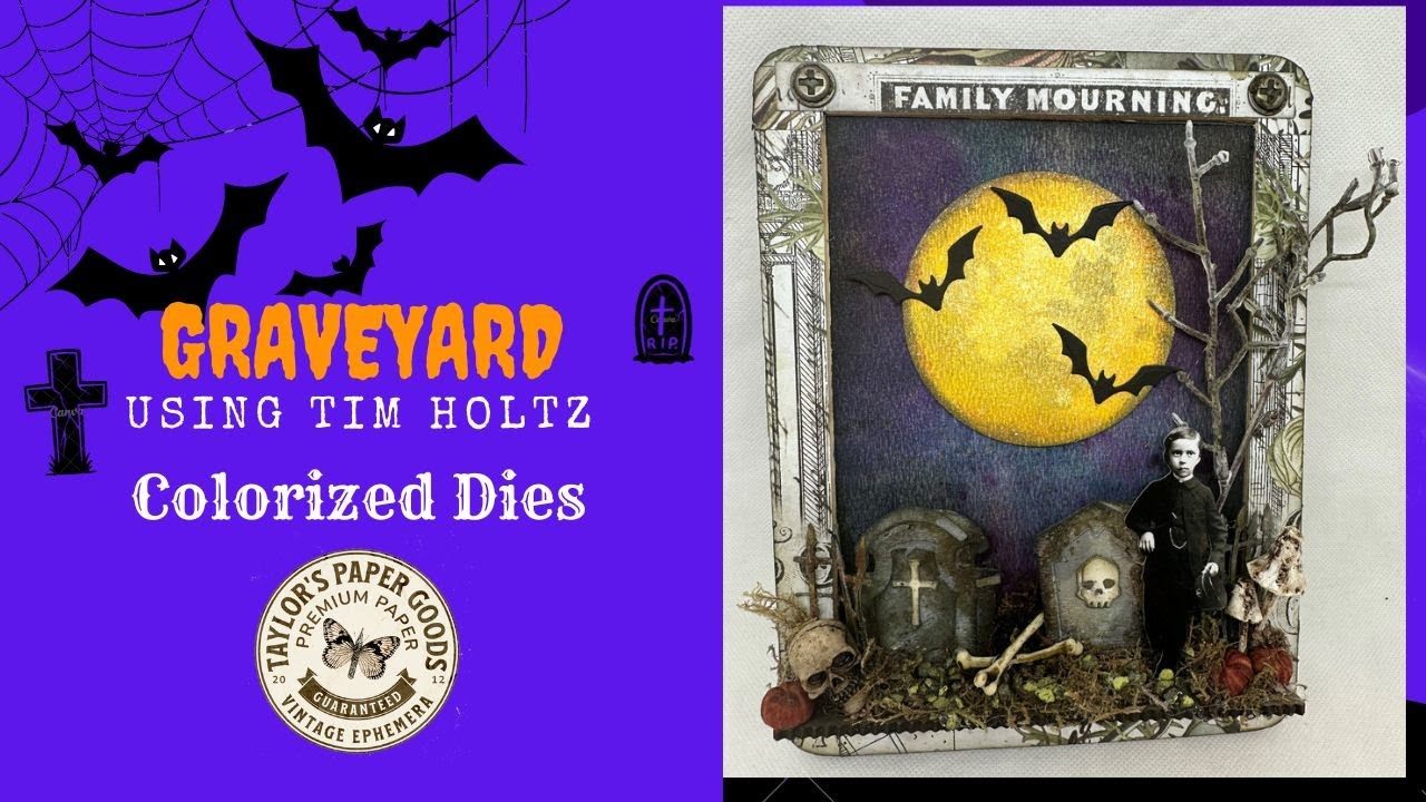 Graveyard Scene using Tim Holtz Colorized Dies - YouTube