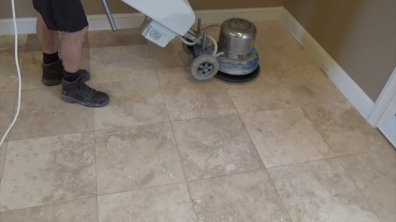Travertine Filling and Polishing - YouTube