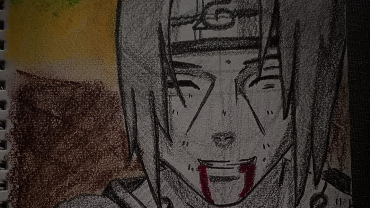 Itachi uhicha sketch, shading and pastel drawing tutorial - YouTube