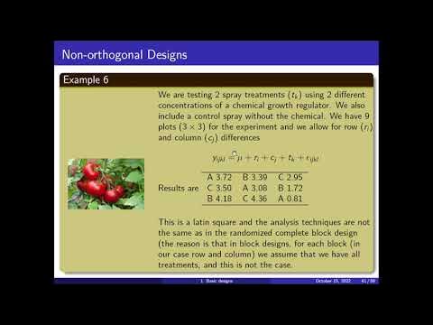 Experiment Design 06. Non-orthogonal designs, covariates, regression ...