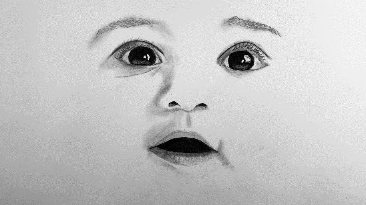 How to draw a baby face realistically. - YouTube