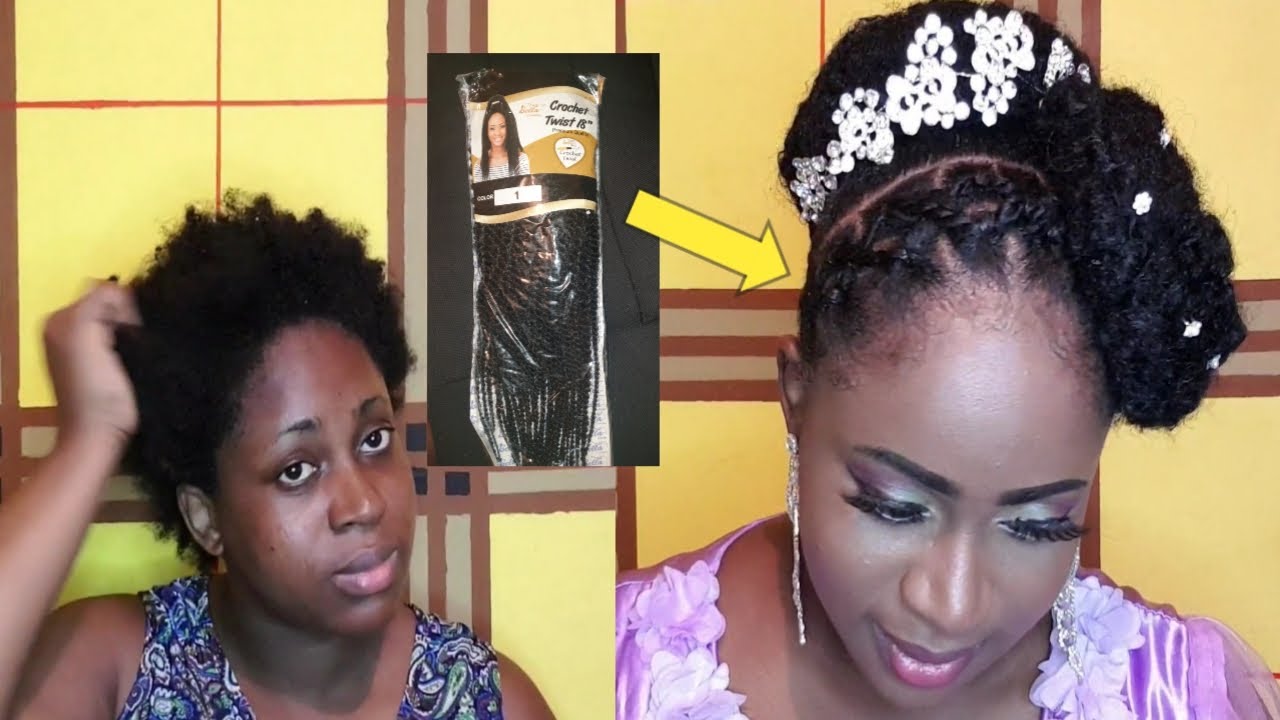 NATURAL BRIDAL BUS HAIRSTYLE USING CROCHET TWIST- QUICK AND EASY WIG ...