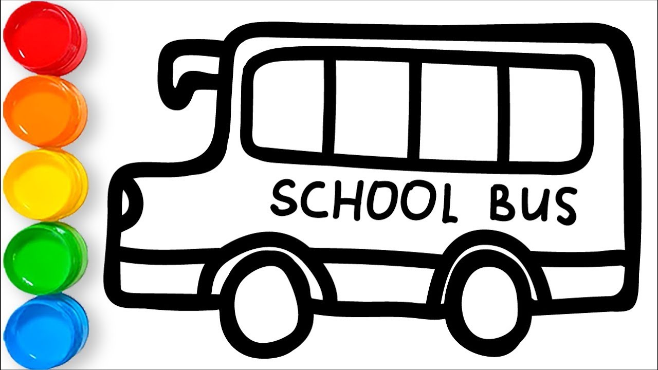 Toy school bus coloring and drawing for Kids, Toddlers - YouTube