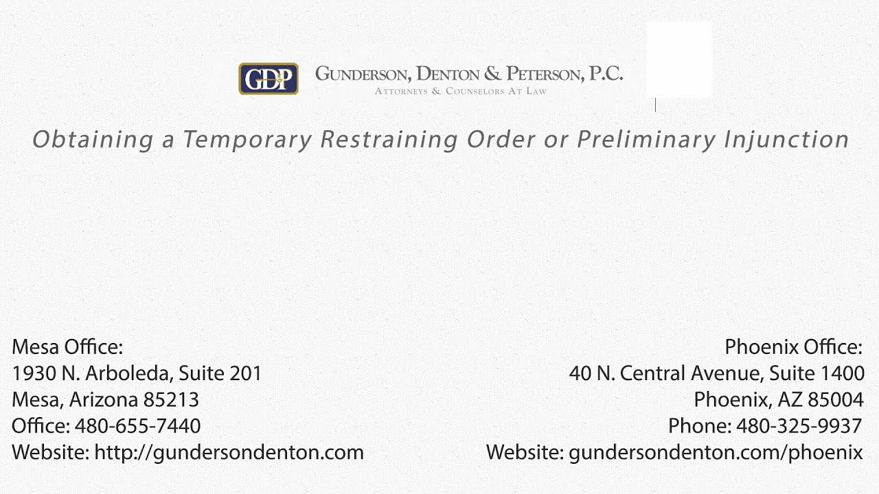 Obtaining a Temporary Restraining Order or Preliminary Injunction - YouTube