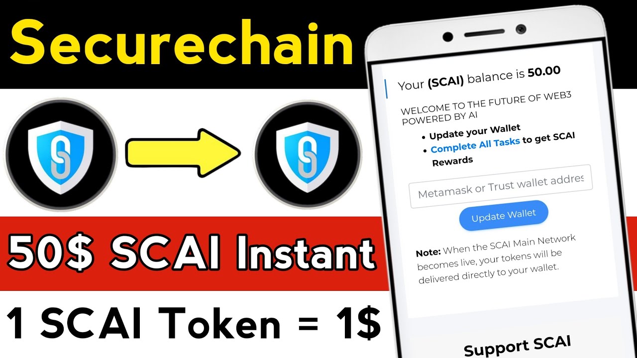 Securechain Airdrop 50$ Token SCai Instant || New Crypto Airdrop || 1 SCAI Token = 1$ Price ...