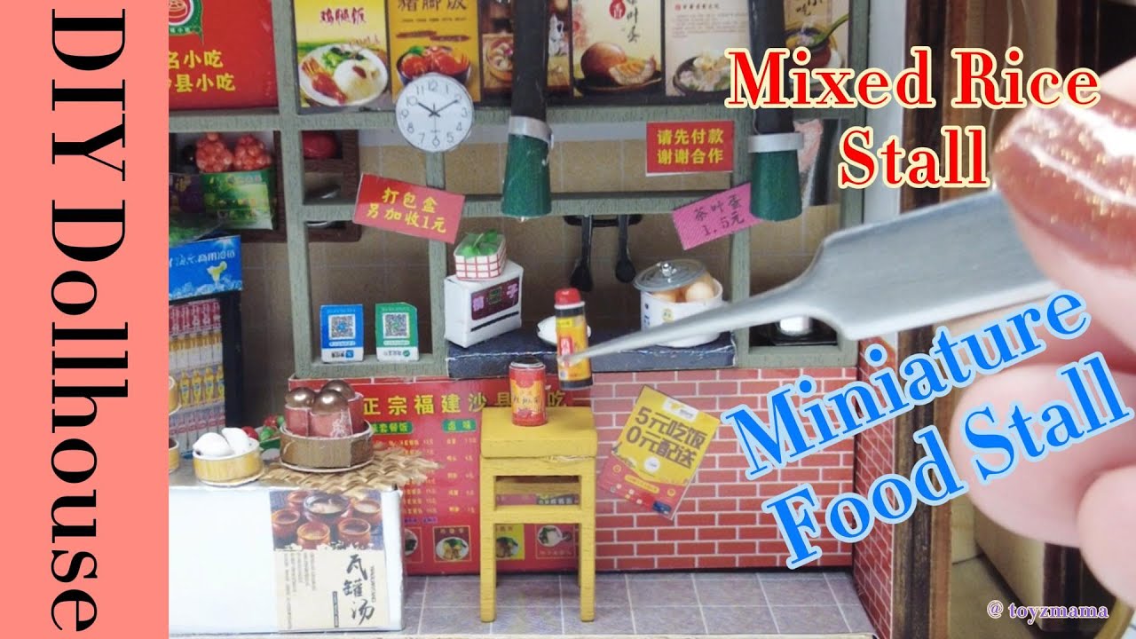 DIY Miniature Dollhouse - Miniature Food Stall in TV Box ; Relaxing ...