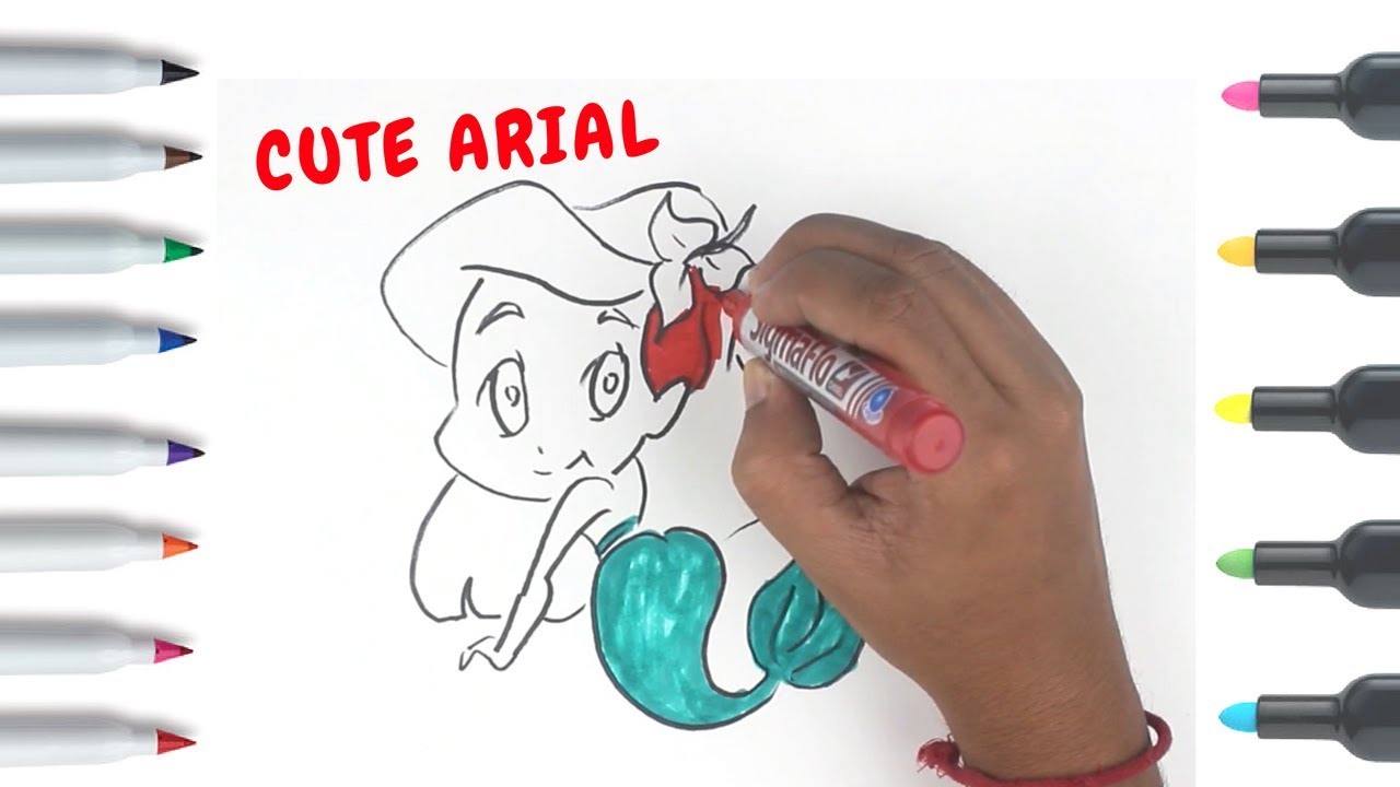 How to Draw Ariel Cute and Easy | Disney Little Mermaid | cartoon ...