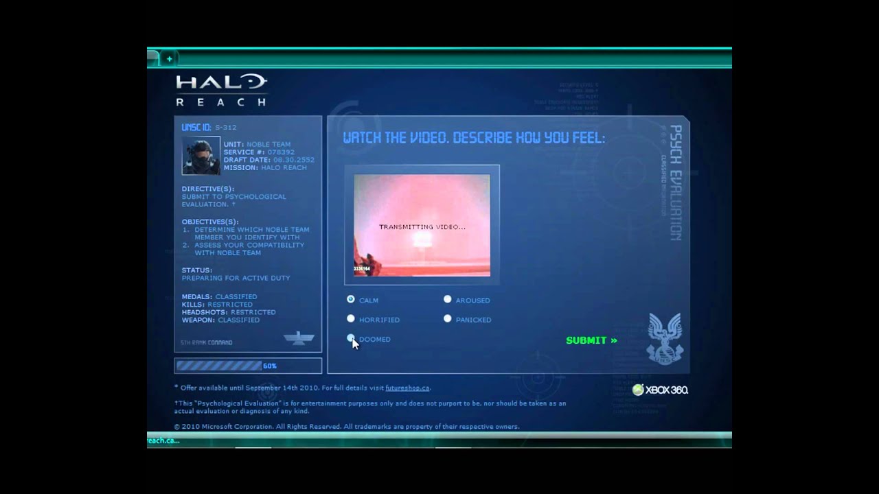 (UPDATE) Halo REACH PSYCH EXAM - YouTube