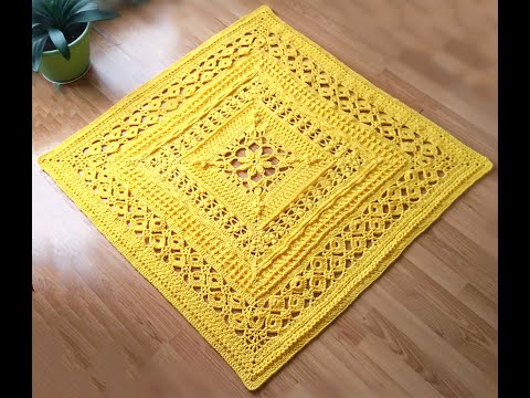 crochet home rug #50 easy square pattern/crochet mandala blanket - YouTube