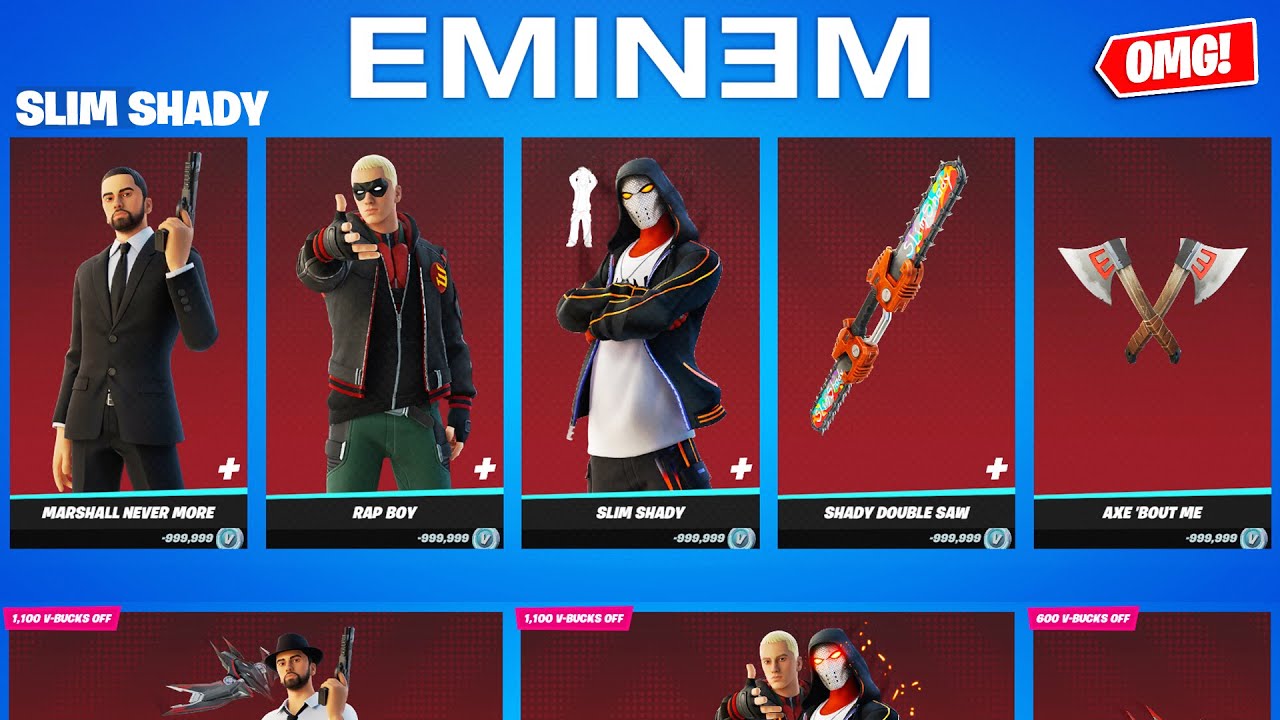 EMINEM SLIM SHADY & MARSHALL NEVER MORE ITEM SHOP SHOWCASE! - YouTube