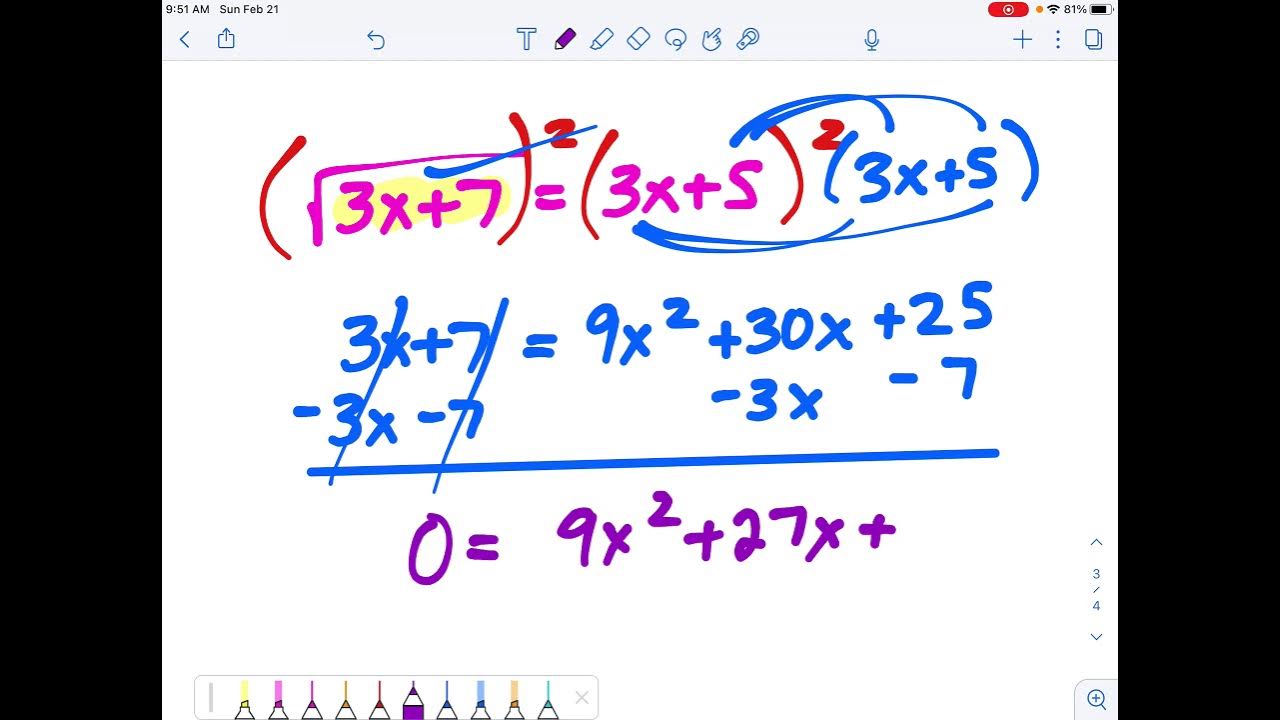 Test Review Solve by Squaring both sides - YouTube