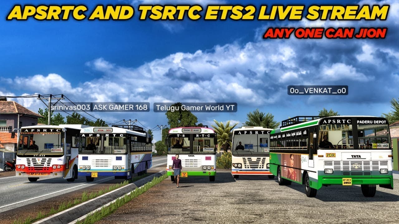 APSRTC AND TSRTC | EURO TRUCK SIMULATOR 2 | TELUGU LIVE STREAM CONVOY | ANY ONE CAN JION | - YouTube