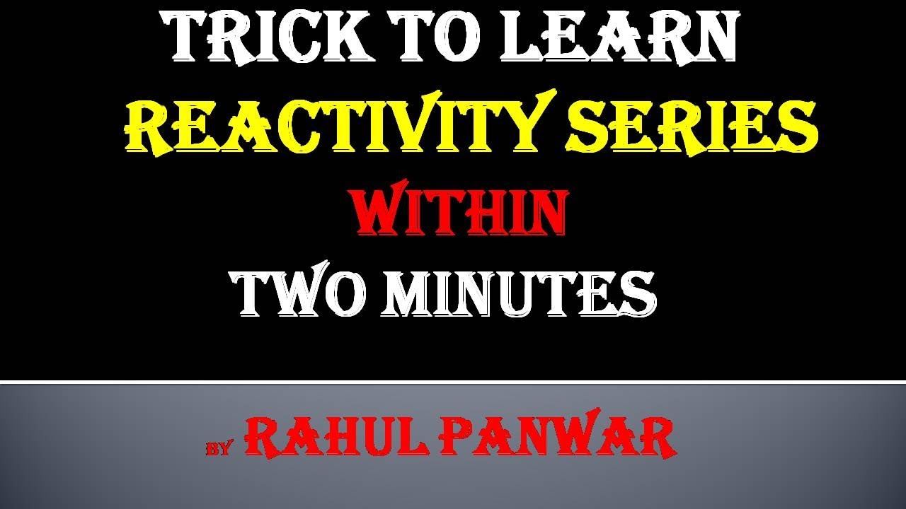 Trick (Mnemonics) To Learn Metal Reactivity Series || NCERT - YouTube