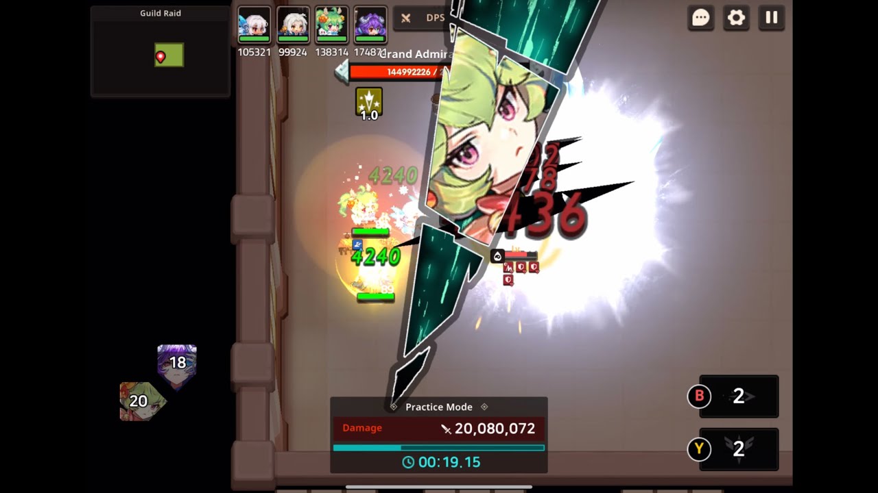 가디언 테일즈 길드 레이드 - 해군 대장 마리나 LV89 / Guardian Tales Guild Raid - Grand Admiral Marina LV89 (티카메안) 3 ...