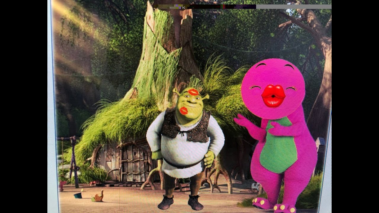Barney kisses Shrek in the face and gets grounded - YouTube