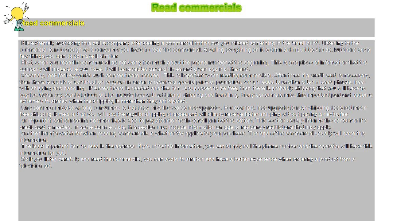How to : Read commercials - YouTube