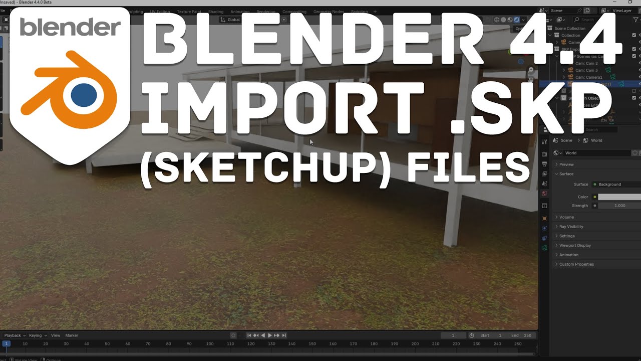 BLENDER 4.4 IMPORT SKP (SKETCHUP) FILES - YouTube