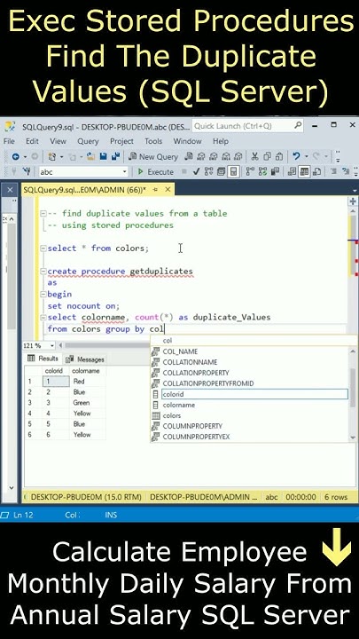 Find count duplicate values using stored procedures #sqlserver - YouTube