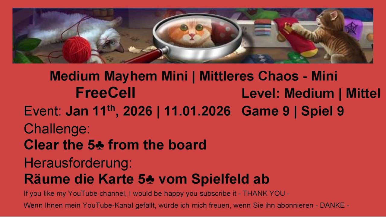 Medium Mayhem Mini - FreeCell #9 | Jan 11th, 2026 - YouTube