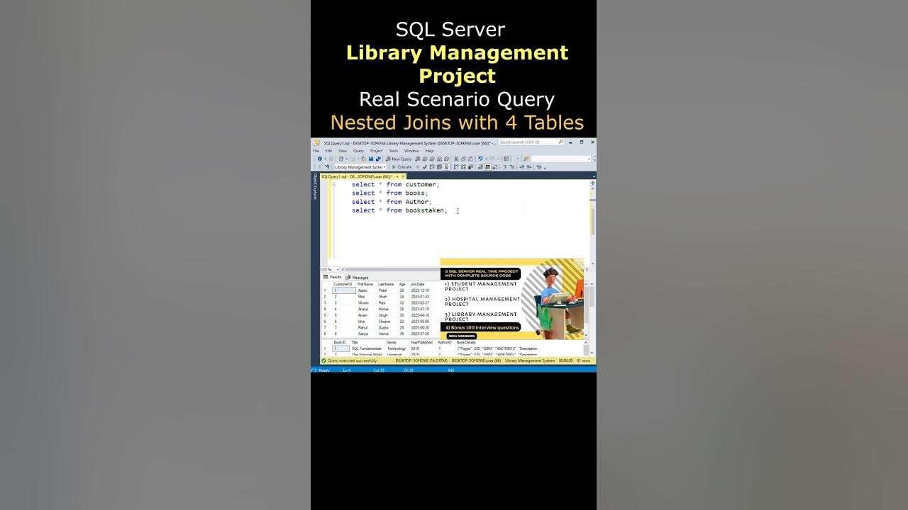 Sql Real Time Project Queries Using Nested Joins Library Management System