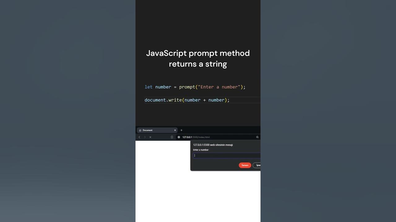JavaScript: prompt method returns a string - YouTube