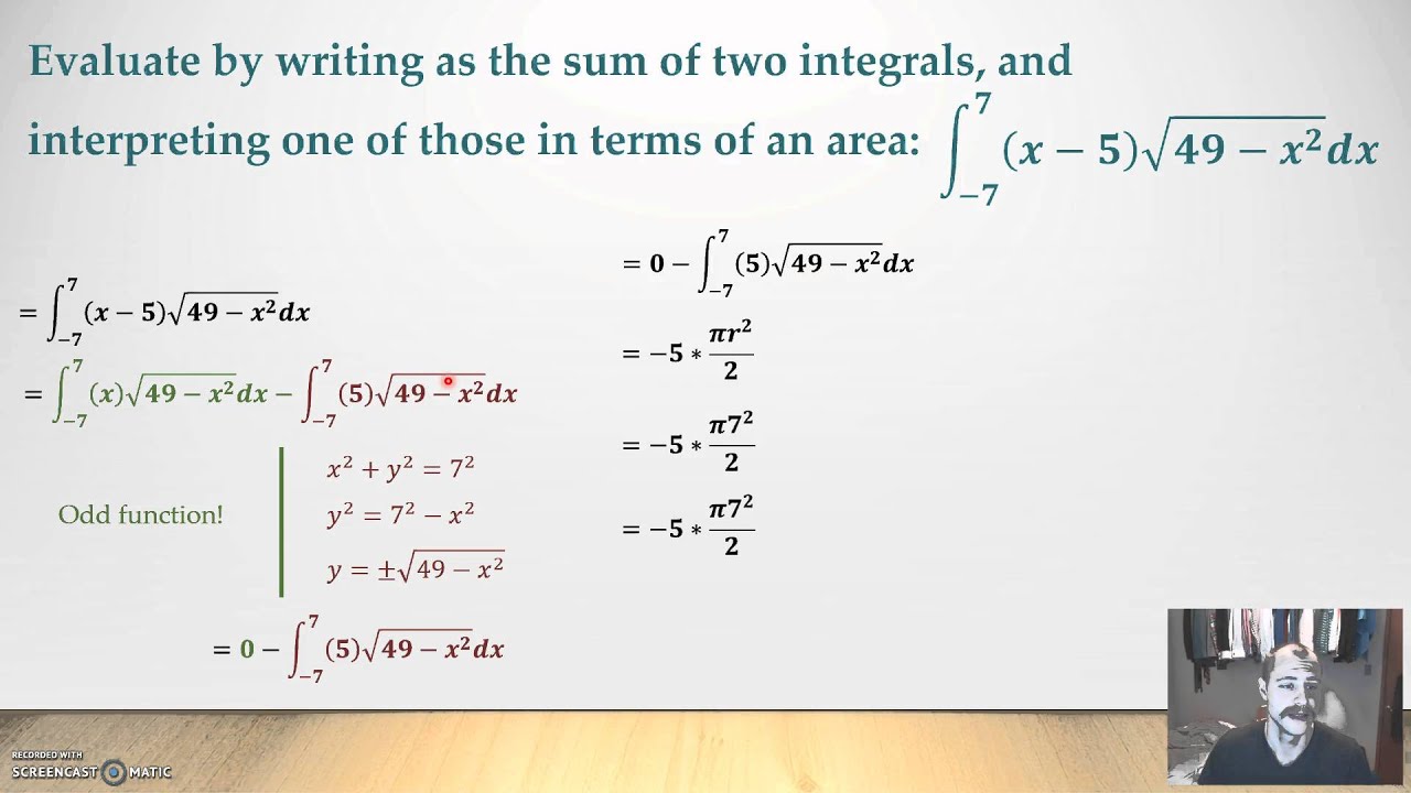 Basic integral using geometry of a circle - Tall Guy Tutoring - YouTube