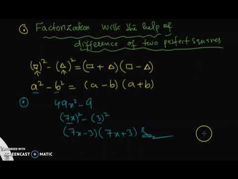 Factorization of Algebraic Expressions using Difference of Two Perfect ...