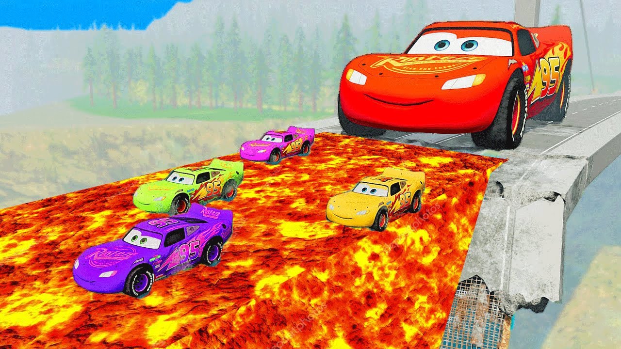 MEGA LAVA BRIDGE vs PIXAR CARS in BeamNG.drive - YouTube