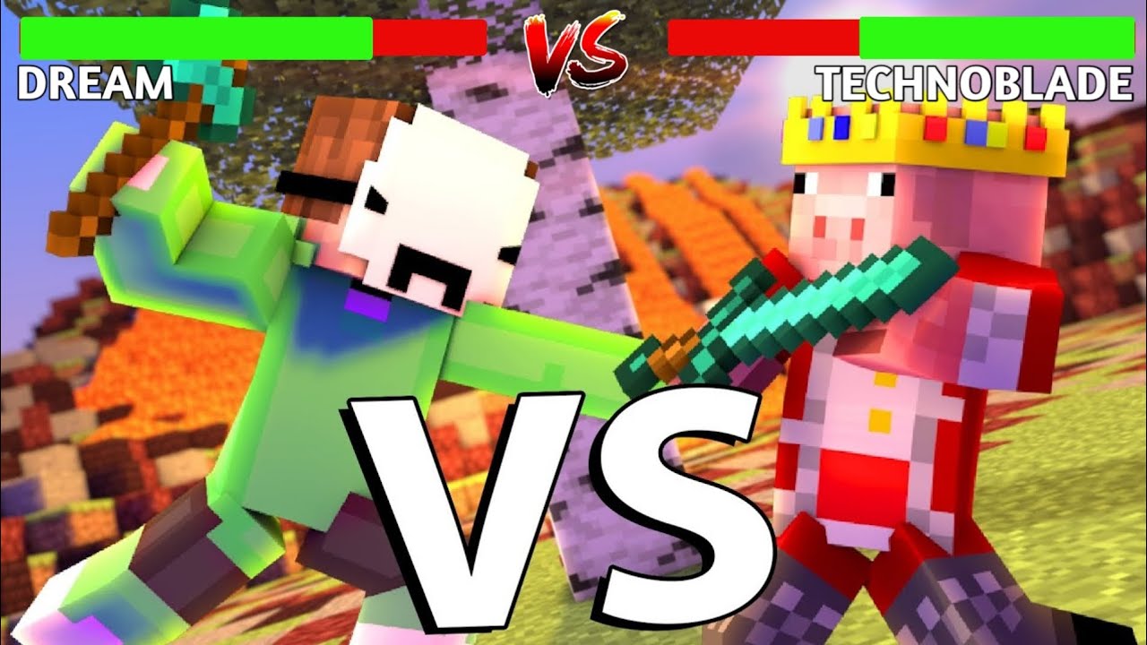 Dream vs Technoblade With Healthbars ( Animation: @krefix ) - YouTube