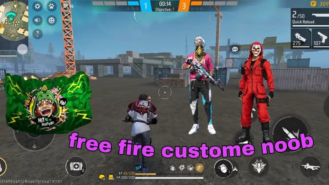 Free fire gaming || custom Noob || free fire officel video || Noob Vs ...
