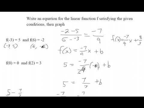 Write an equation for the linear function f satisfying the given conditions, then graph - YouTube
