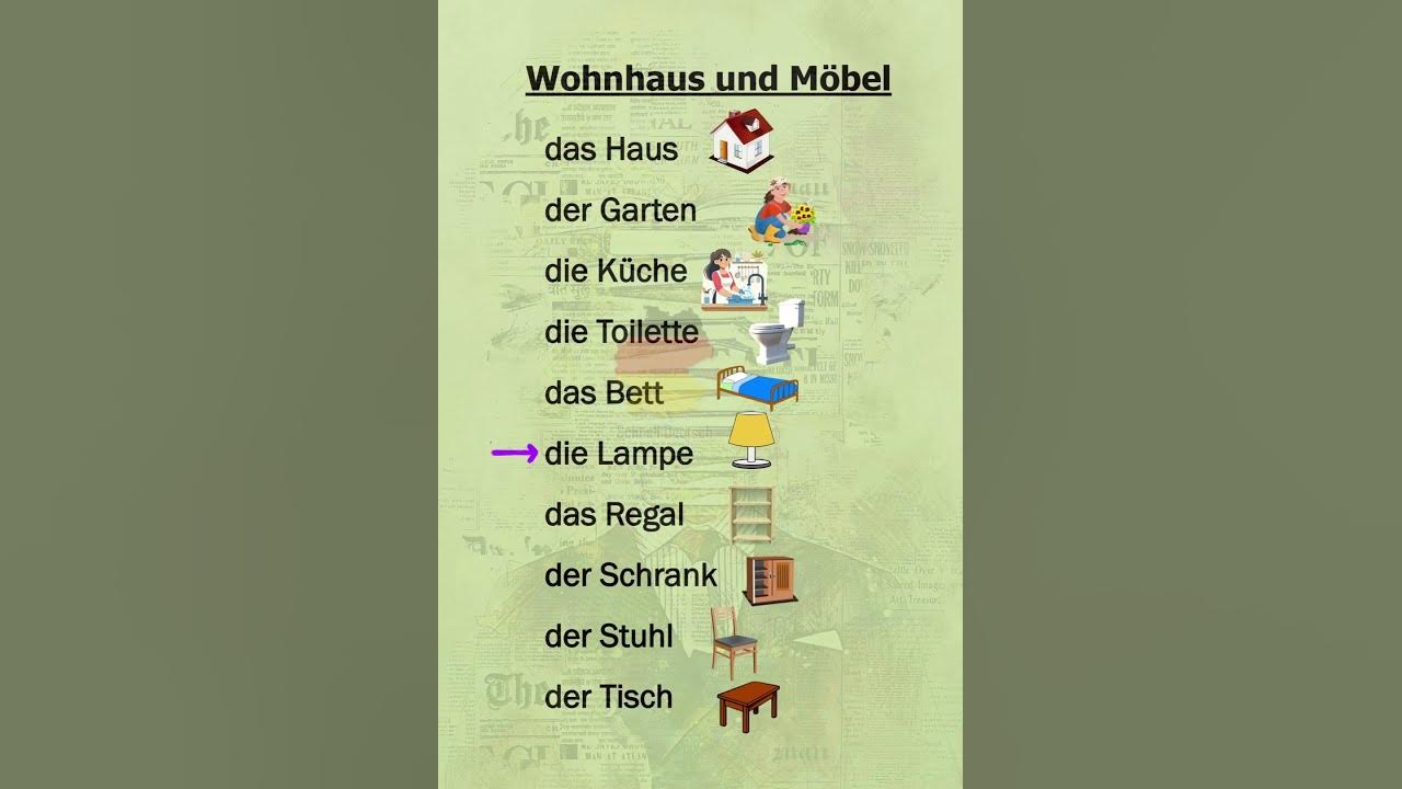 Wortschatz: wohnhaus - Möbel | Deutsch lernen #alltagsdeutsch #deutsch# ...
