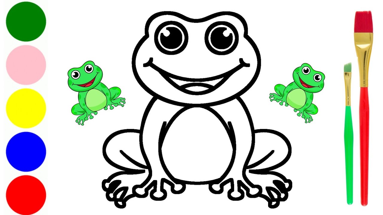 How to Draw a Frog 🐸 Frog Drawing and Coloring for kids - YouTube