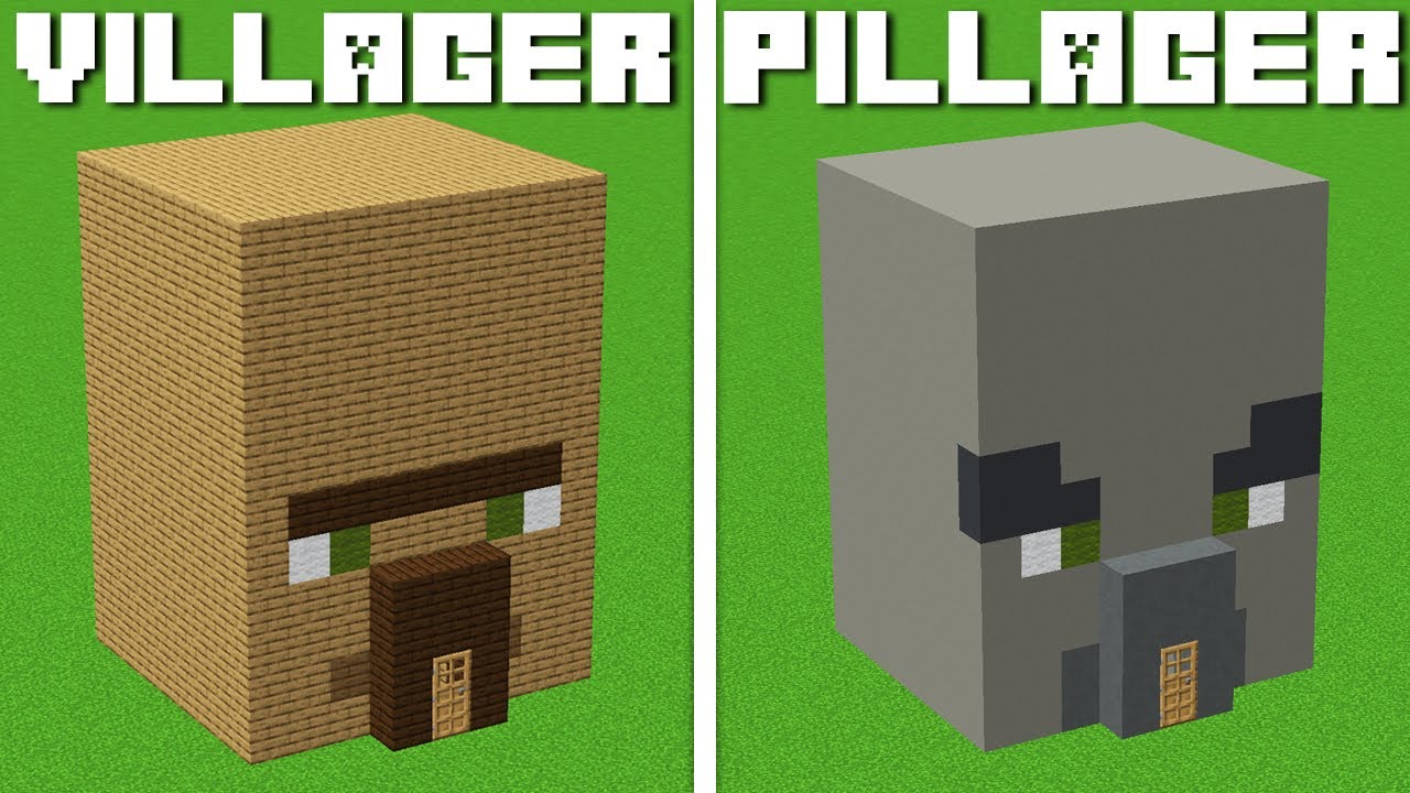 villager head house vs pillager head house - YouTube