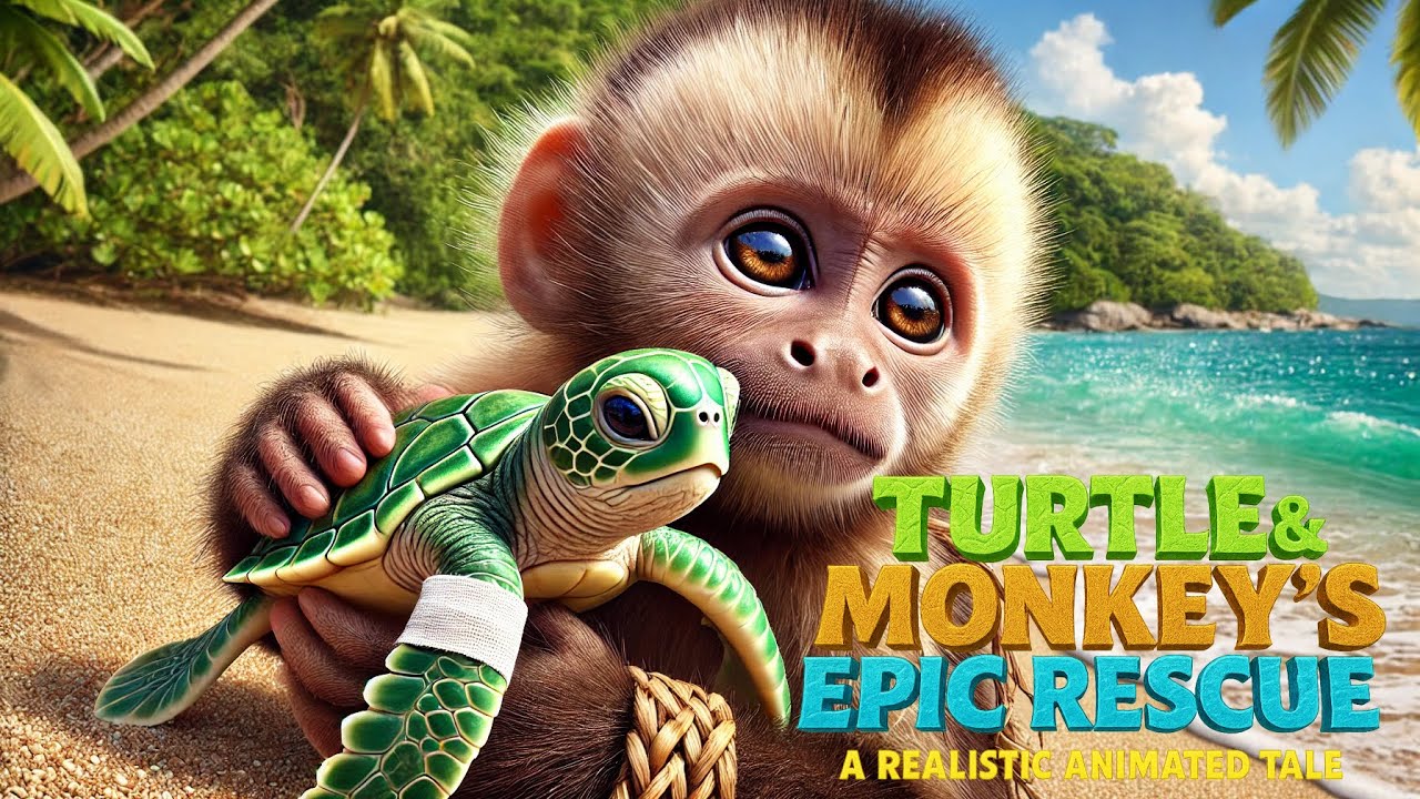 Turtle & Monkey's Epic Rescue: A Realistic Animated Tale 🐢🐒 #rescue # ...