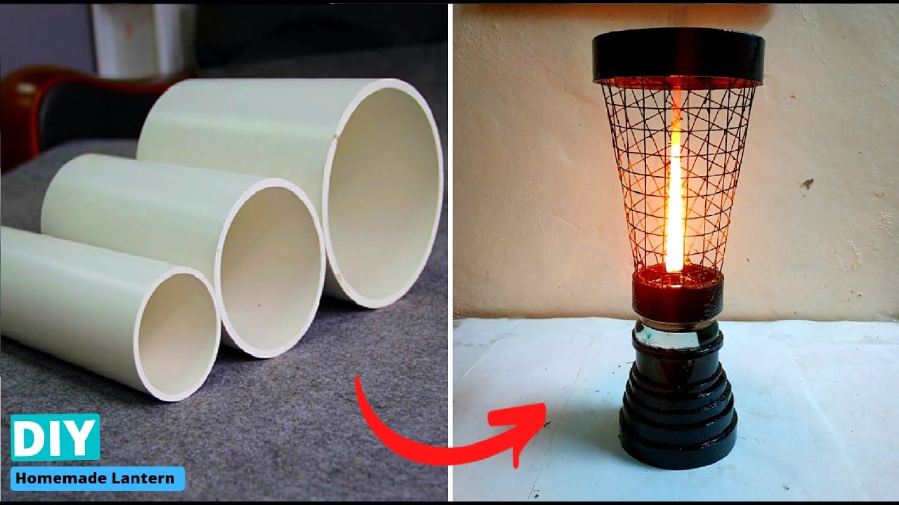 HOW TO MAKE A DIY HOMEMADE LANTERN / NIGHT LAMP USING SPARE OF PVC ...