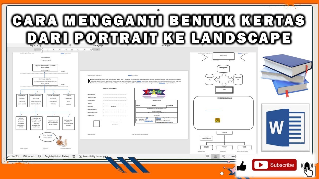 Cara Mengganti bentuk kertas dari Portrait menjadi Landscape di Word ...