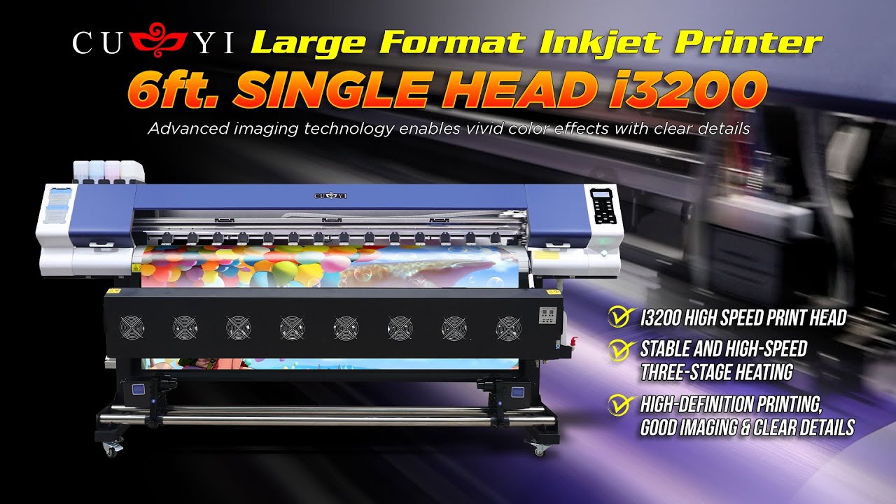 CUYI LARGE FORMAT INKJET PRINT 6ft SINGLE HEAD i3200 - YouTube