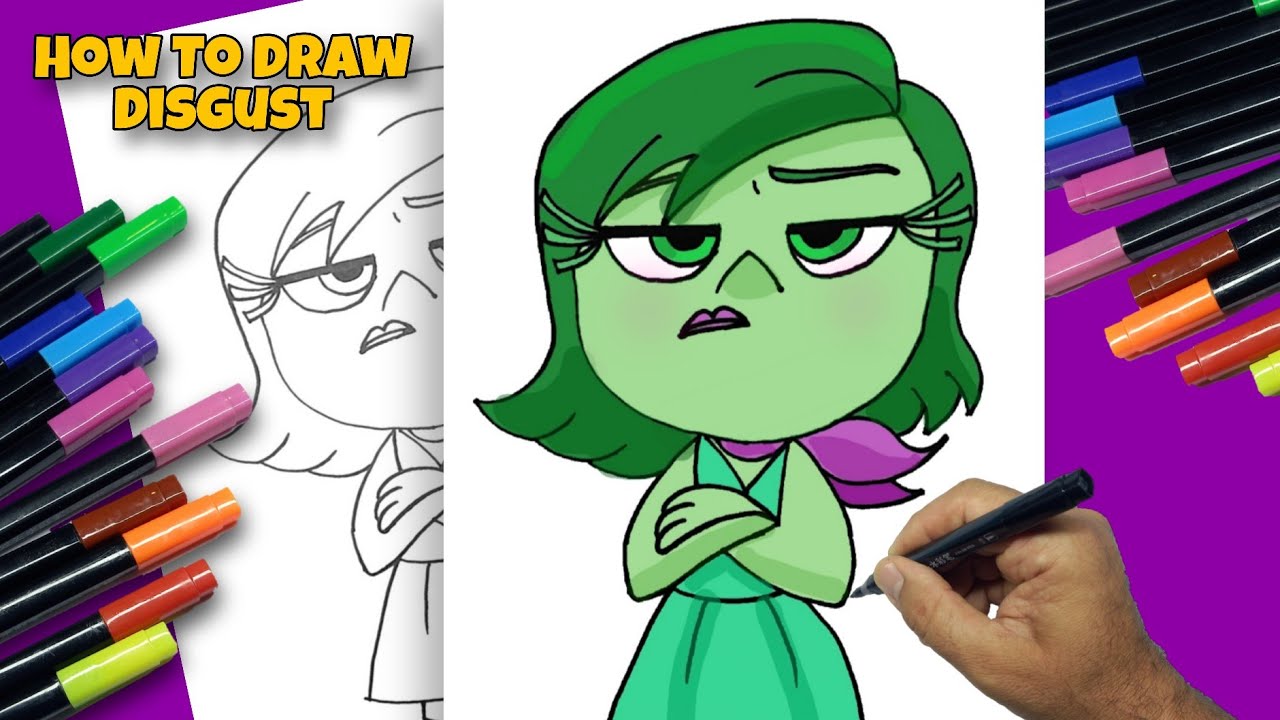 How To Draw Disgust from Inside Out 2 | Step-By-Step Drawing Tutorial ...