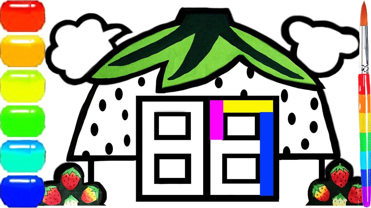 🍓Strawberry house Drawing🍓Learn numbers 1 to 10 🏡Menggambar stroberi ...