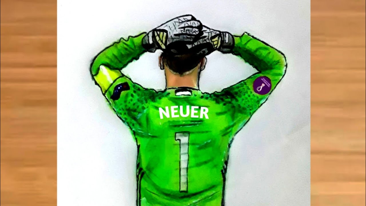How to draw Manuel Neuer back side | Manual Neuer drawing | goalkeeper ...