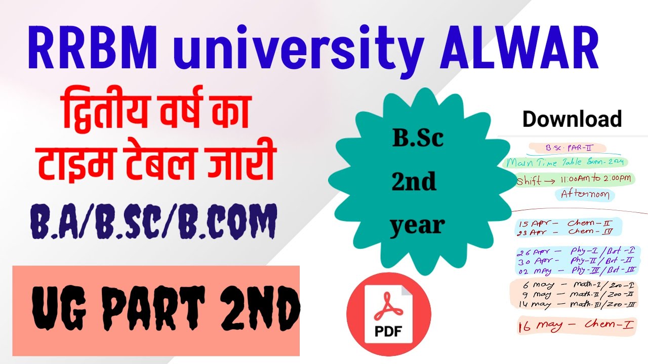 UG Part 2nd year|| Time Table Release|| By RRBM university Alwar ||B.A ...