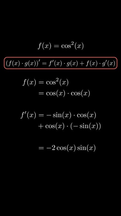 Determine The Derivative cos^2 x #maths #derivatives - YouTube