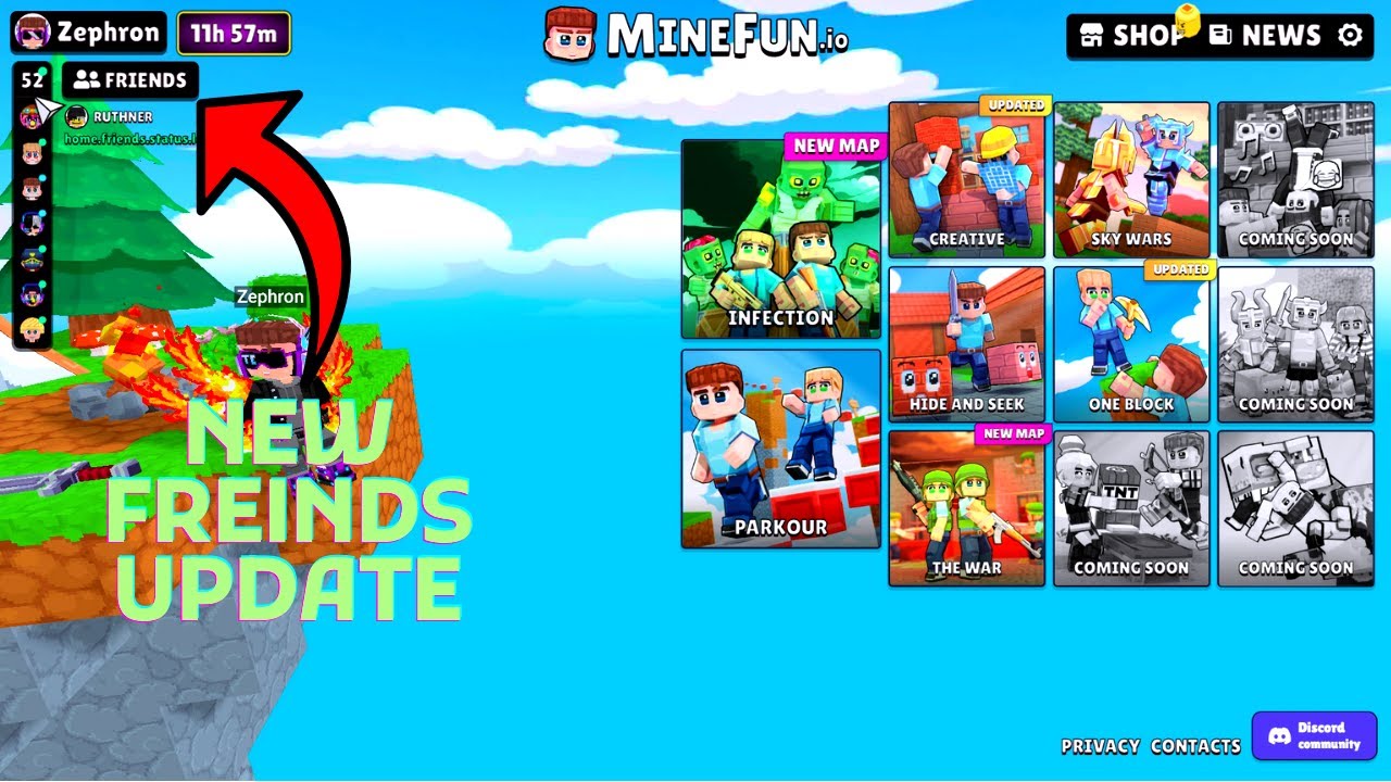 Exploring the NEW FRIENDS Update in Minefun.io! - YouTube