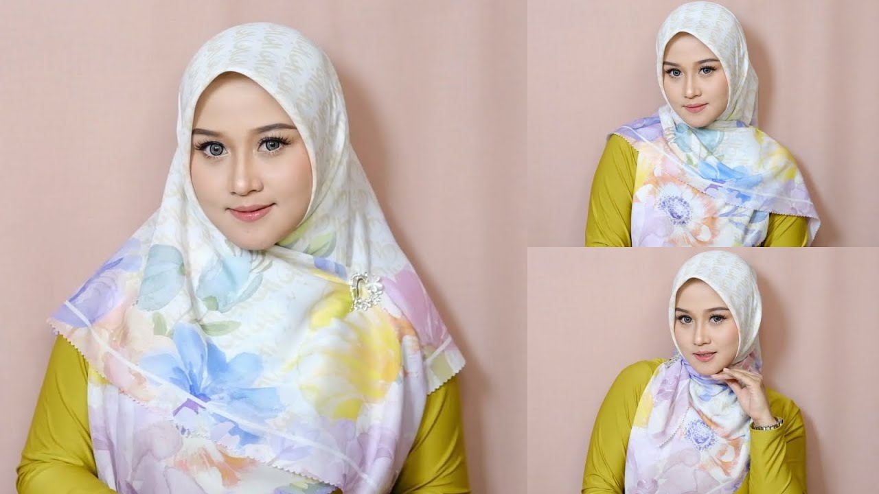5 STYLE HIJAB SEGI EMPAT SIMPLE MOTIF PREMIUM MENUTUP DADA SEHARI HARI ...