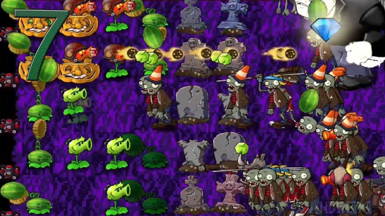 PvZ MOTS 1.1.5 - Plants vs Zombies Mod - Levels 7.1 - 7.10 ENDING ...